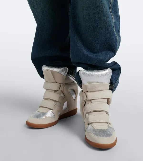 Isabel Marant Étoile Bekett Suede And Metallic Leather Sneakers