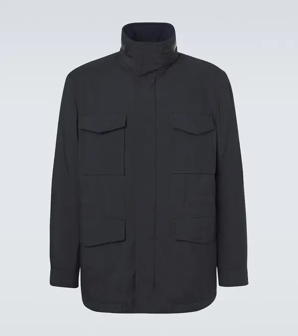 Brioni Leather-trimmed Field Jacket - Blue