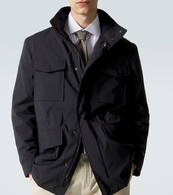 Brioni Leather-trimmed Field Jacket