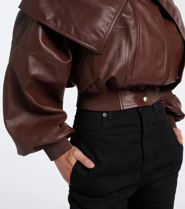 Balenciaga Cropped Leather Blouson Jacket