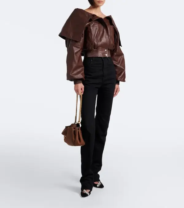 Balenciaga Cropped Leather Blouson Jacket