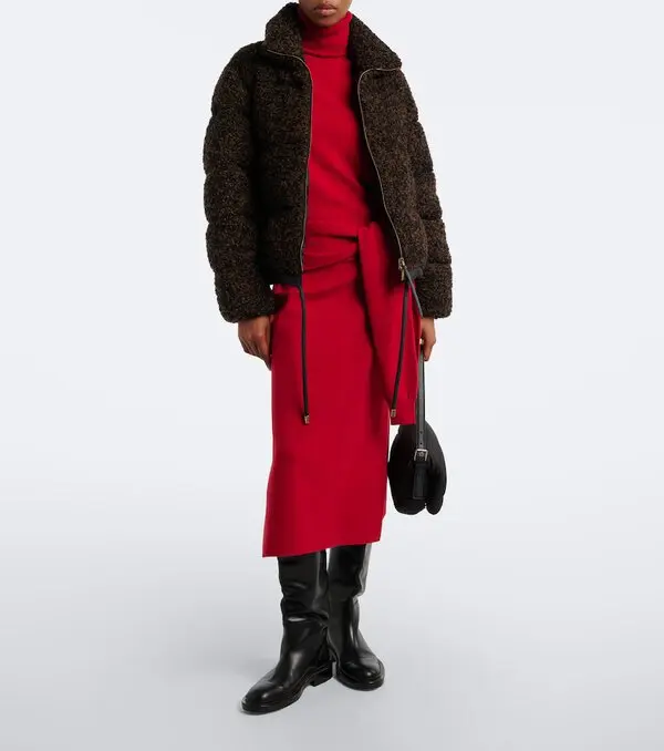 Moncler Trascendance Bouclé Down Jacket - Brown
