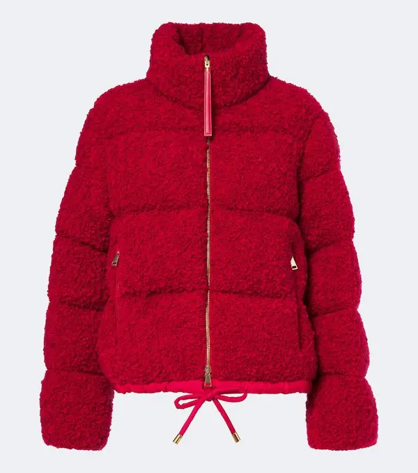 Moncler Trascendance Bouclé Down Jacket - Red