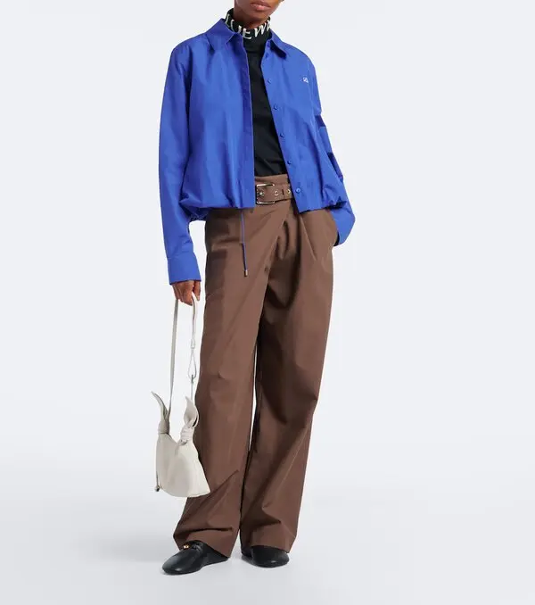 Loewe Belted Draped Cotton Wide-leg Pants