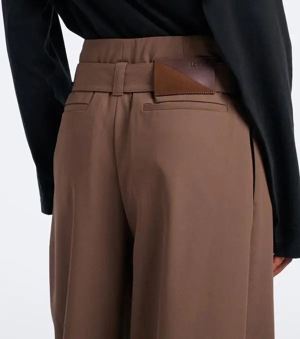 Loewe Belted Draped Cotton Wide-leg Pants