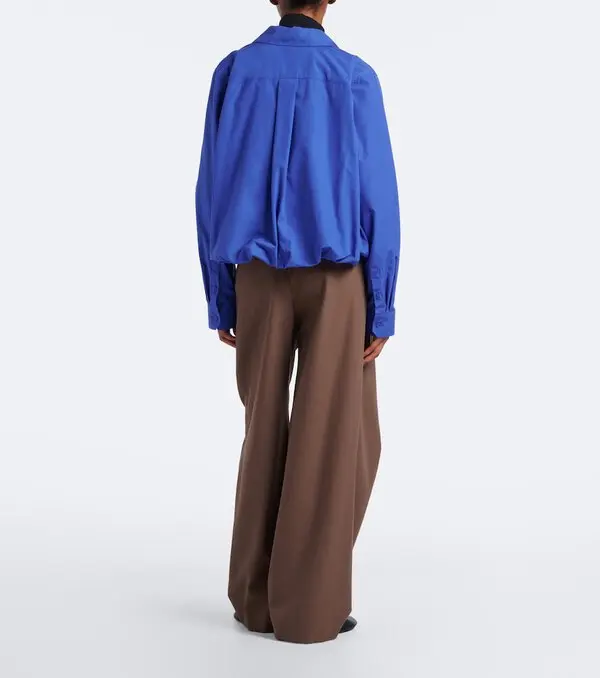Loewe Belted Draped Cotton Wide-leg Pants