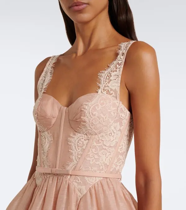 Zimmermann Valiant Linen And Silk Corset Dress