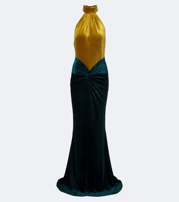 Retrofete Goleta Velvet Gown - Green