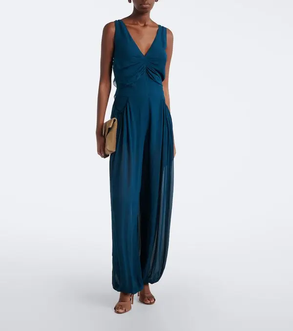 JACQUES WEI Pleated Chiffon Jumpsuit