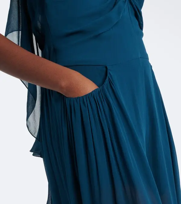 JACQUES WEI Pleated Chiffon Jumpsuit