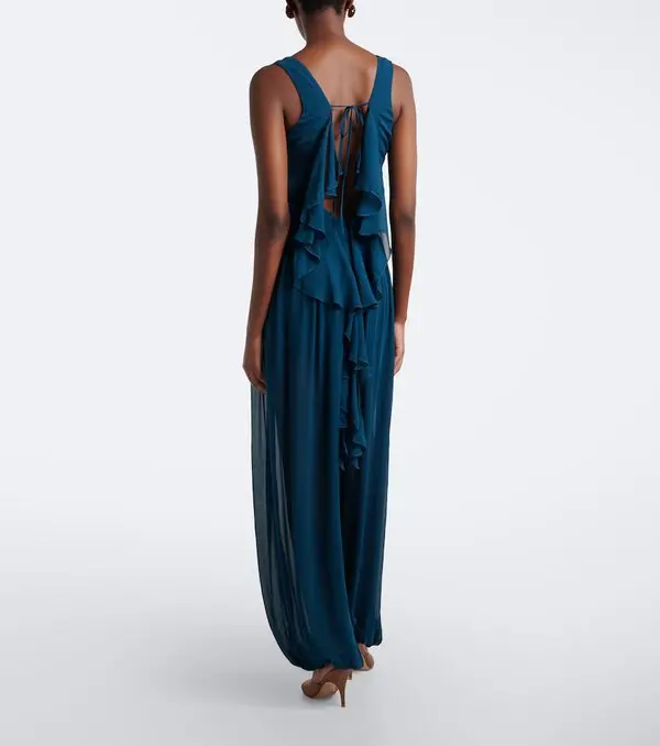 JACQUES WEI Pleated Chiffon Jumpsuit