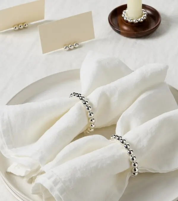 Christofle Perles Set Of 2 -plated Napkin Rings