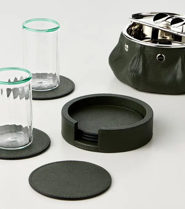 GIOBAGNARA Set Of 6 Leather Coasters