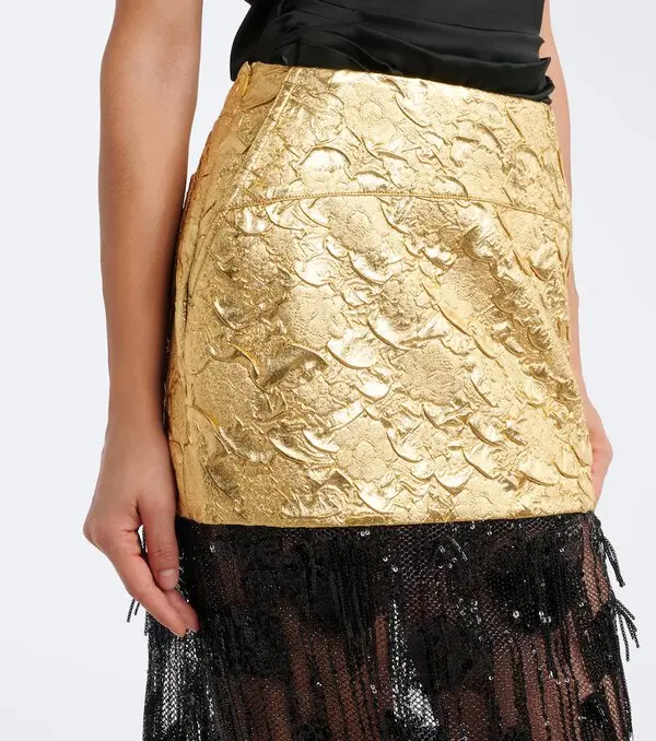JACQUES WEI Embellished Paneled Cloqué Midi Skirt