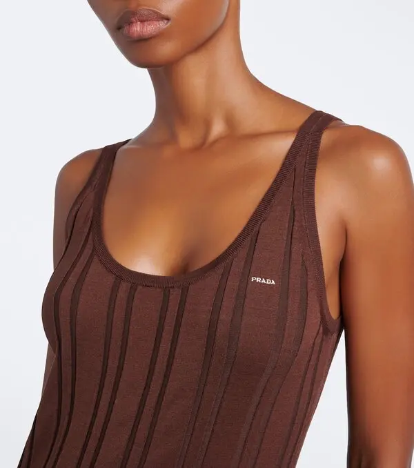 Prada Knitted Cotton-blend Tank Top
