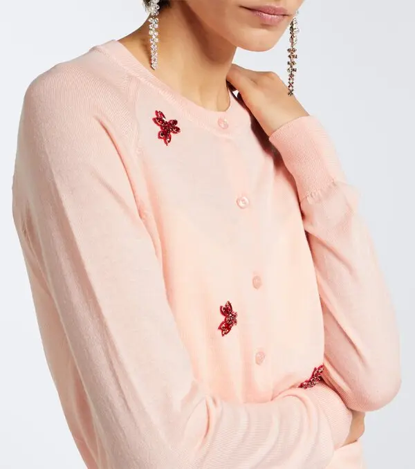 Simone Rocha Crystal-embellished Wool And Silk Cardigan