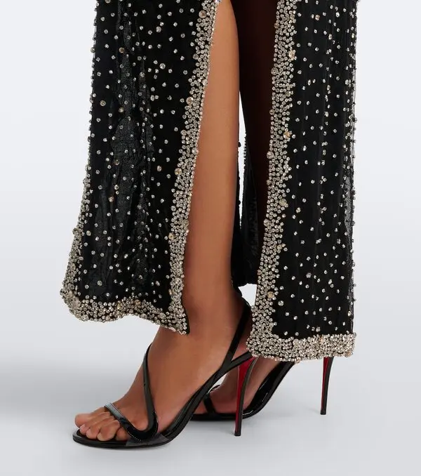 Costarellos Belina Crystal-embellished Cutout Gown