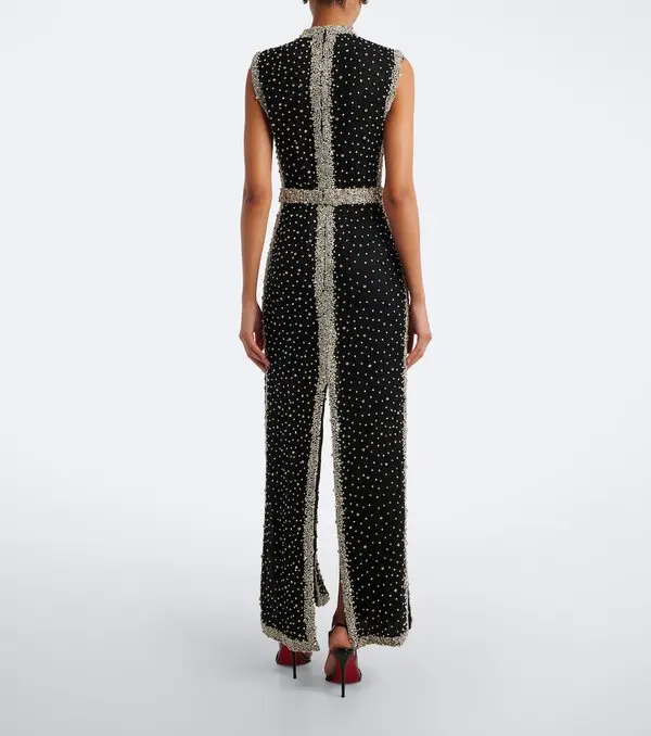 Costarellos Belina Crystal-embellished Cutout Gown