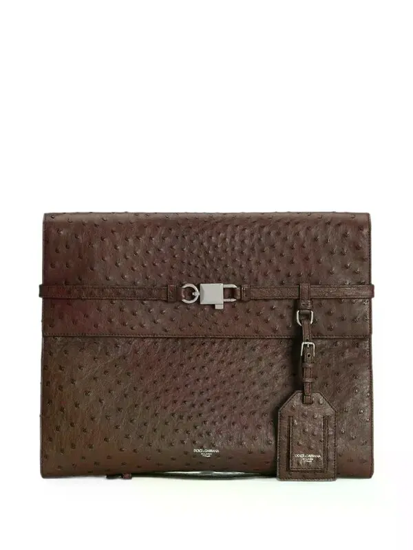 Dolce & Gabbana Lock Ostrich Clutch Bag