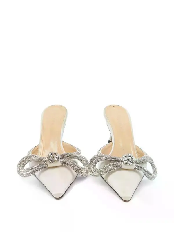 Mach & Mach Double Bow Crystal-embellished Mules
