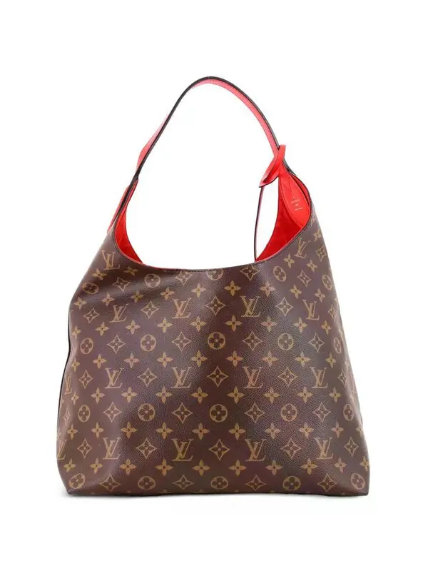 LOUIS VUITTON Flower Monogram Canvas With Leather Hobo Bag - Brown