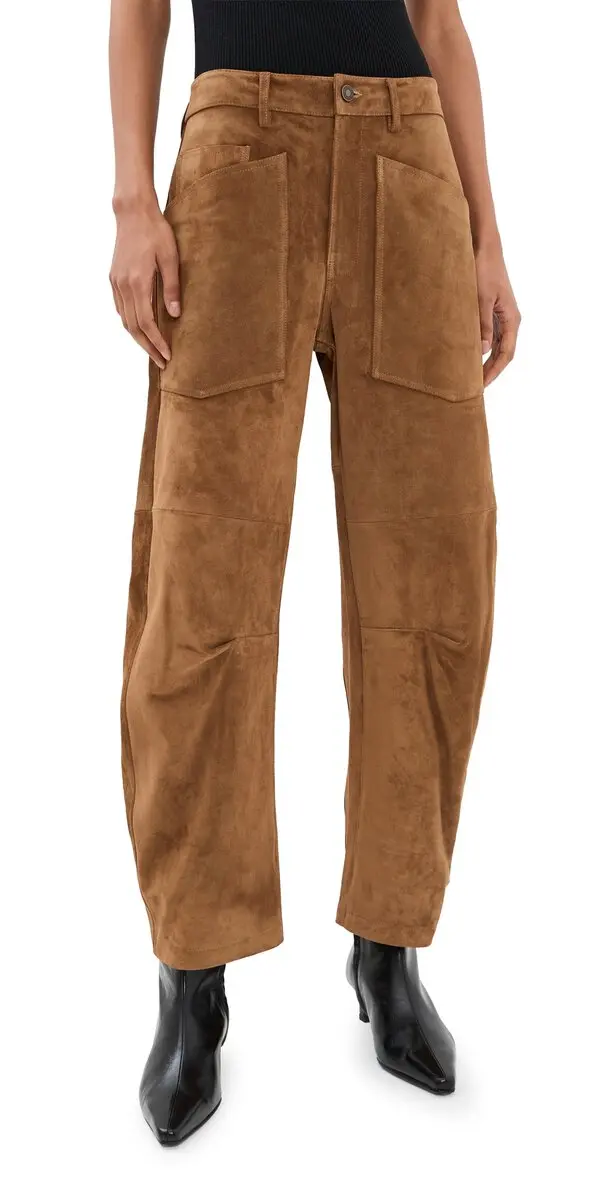 NILI LOTAN Shon Calfskin Suede Pants
