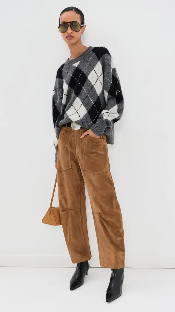 NILI LOTAN Shon Calfskin Suede Pants
