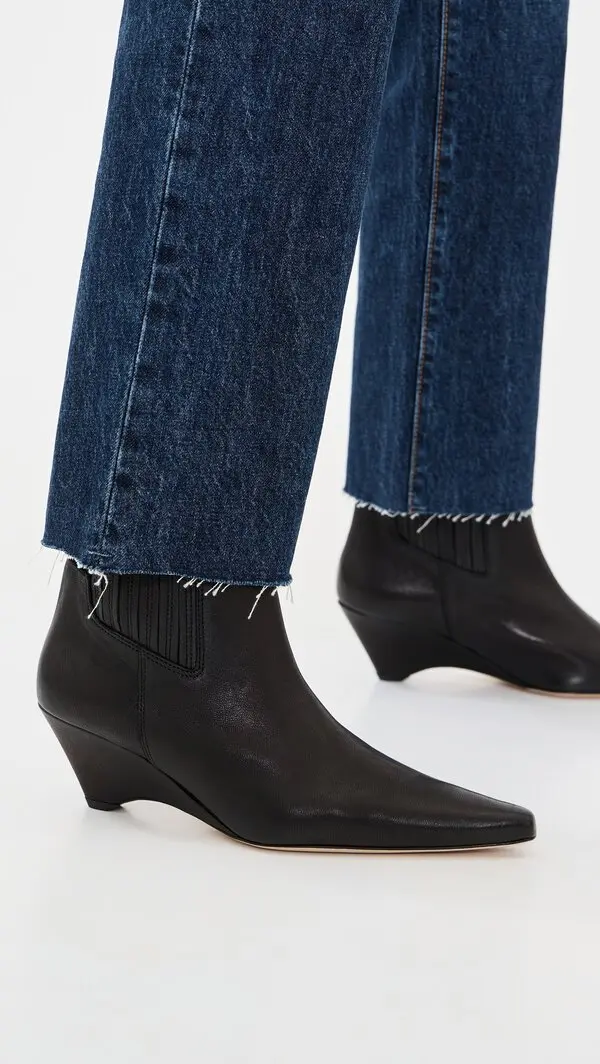 Cinq À Sept Parker Curved Wedge Leather Chelsea Boots