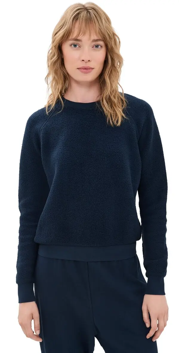 PERFECTWHITETEE Ziggy Inside Out Fleece Long Sleeve Crew Neck Sweatshirt