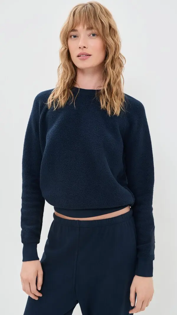 PERFECTWHITETEE Ziggy Inside Out Fleece Long Sleeve Crew Neck Sweatshirt