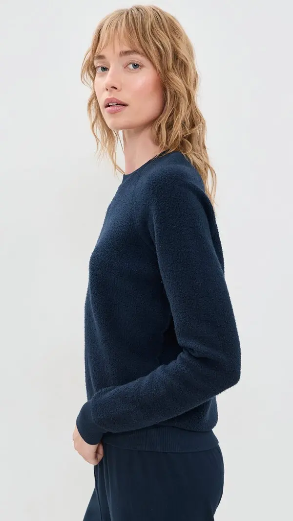 PERFECTWHITETEE Ziggy Inside Out Fleece Long Sleeve Crew Neck Sweatshirt