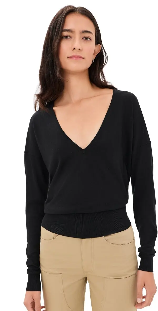 Renggli Silk Cashmere V Neck Sweater - Ink