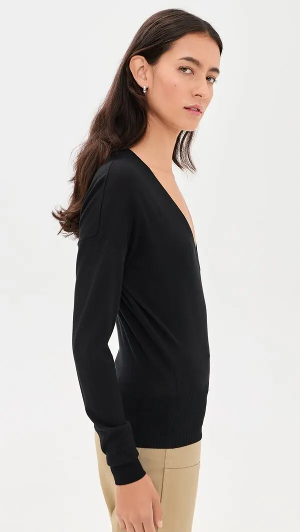 Renggli Silk Cashmere V Neck Sweater - Ink