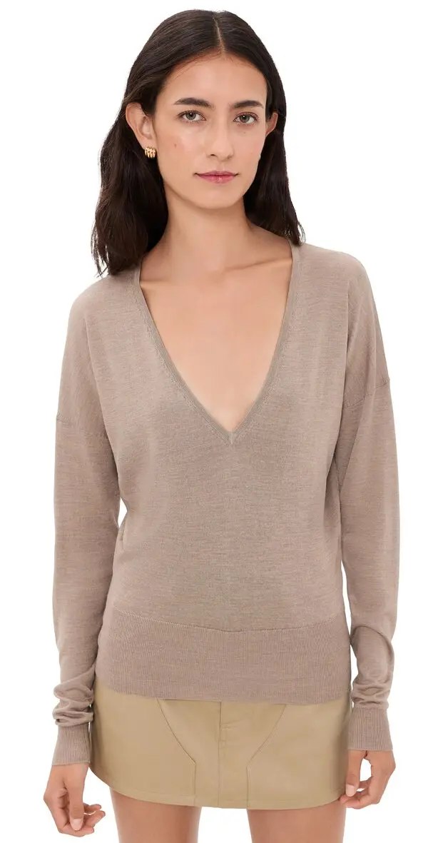 Renggli Silk Cashmere V Neck Sweater - Mink