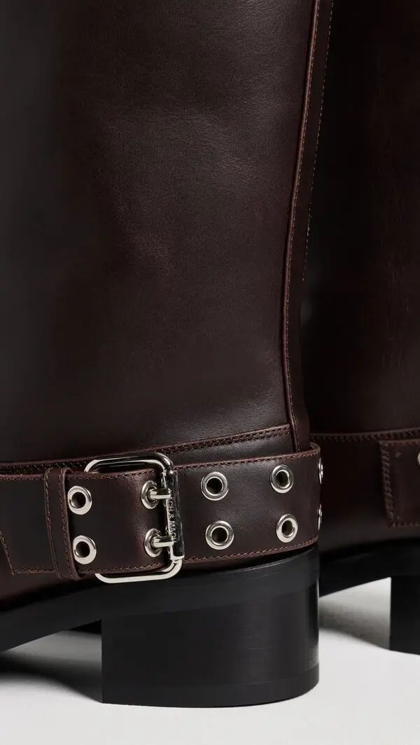 Mach & Mach Buckle Belt Vintage Leather Combat Boots