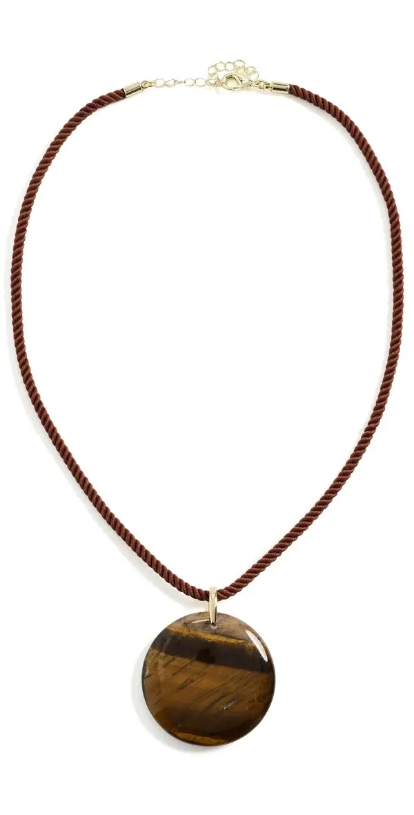 ADINA EDEN Natural Stone Twisted Rope Necklace - Brown
