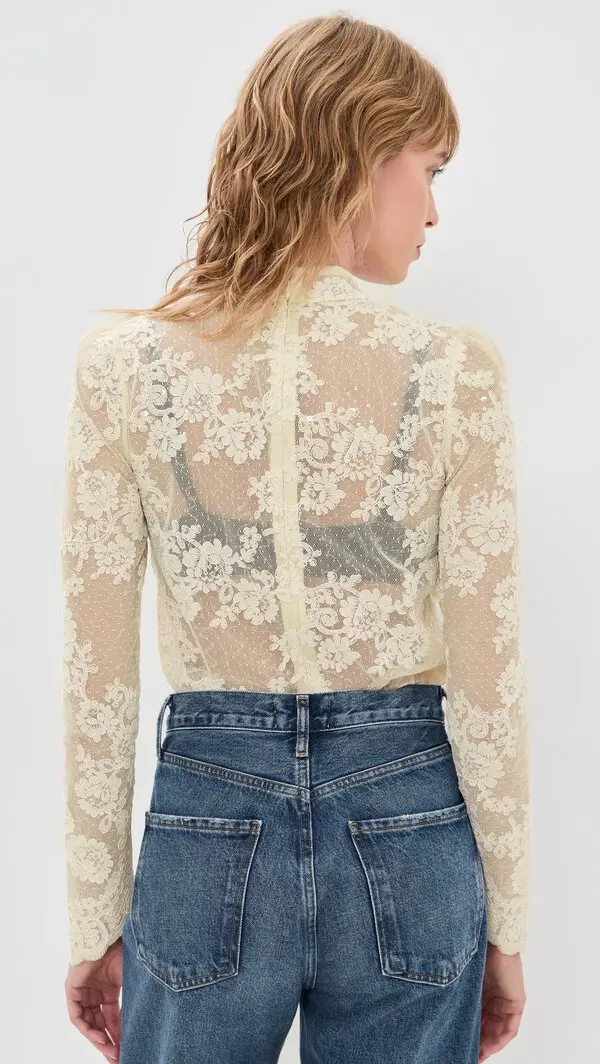 SELF-PORTRAIT Sequin Lace Top