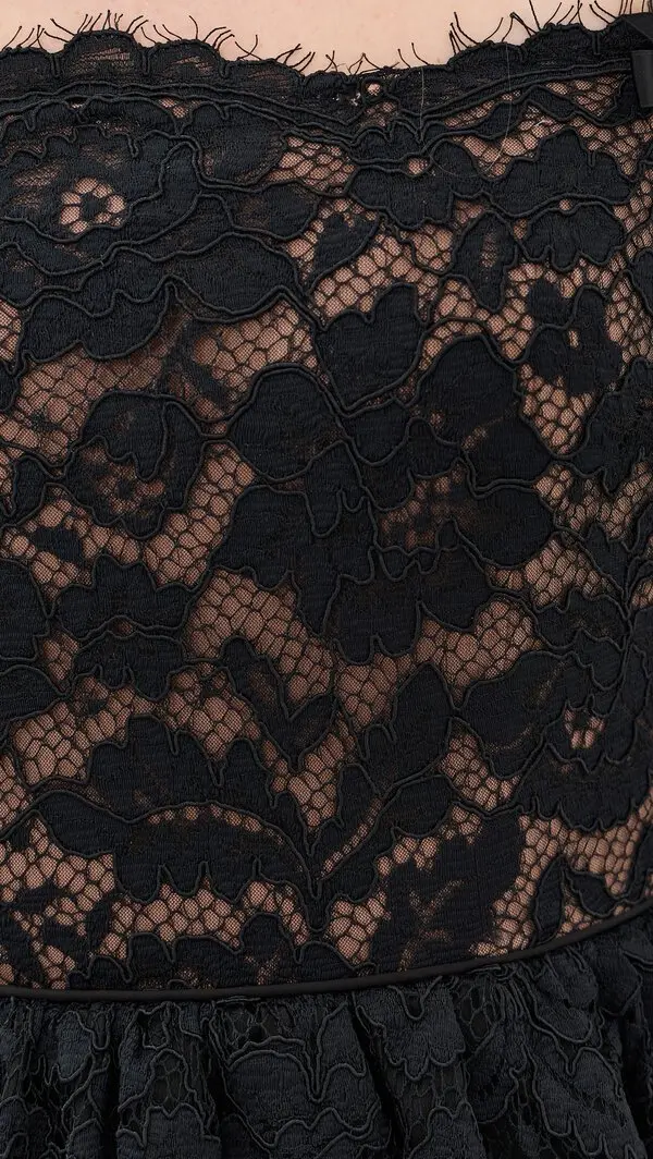 SELF-PORTRAIT Fine Lace Peplum Midi Dress