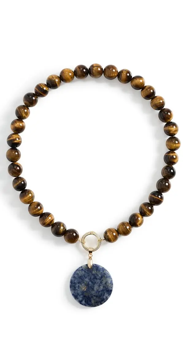 ADINA EDEN Tiger Eye Earth Drop Pendant Necklace - Brown