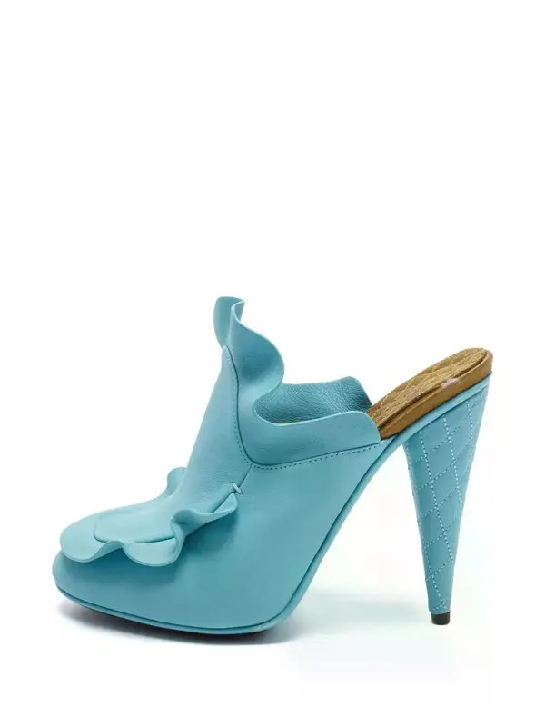 Fendi Ruffle-trim Leather Heeled Mules