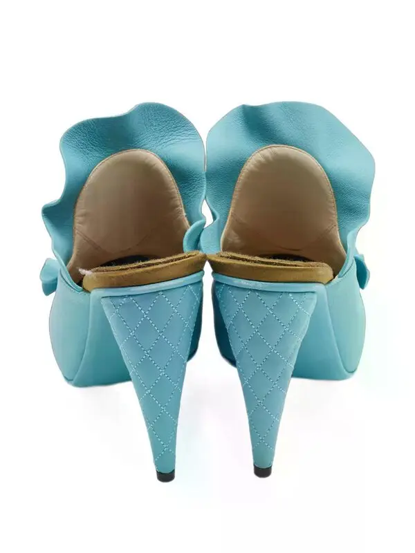 Fendi Ruffle-trim Leather Heeled Mules