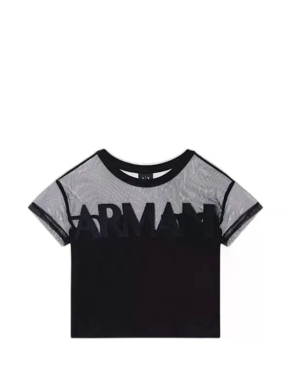 Armani Exchange Tulle-panelled Logo-patch T-shirt