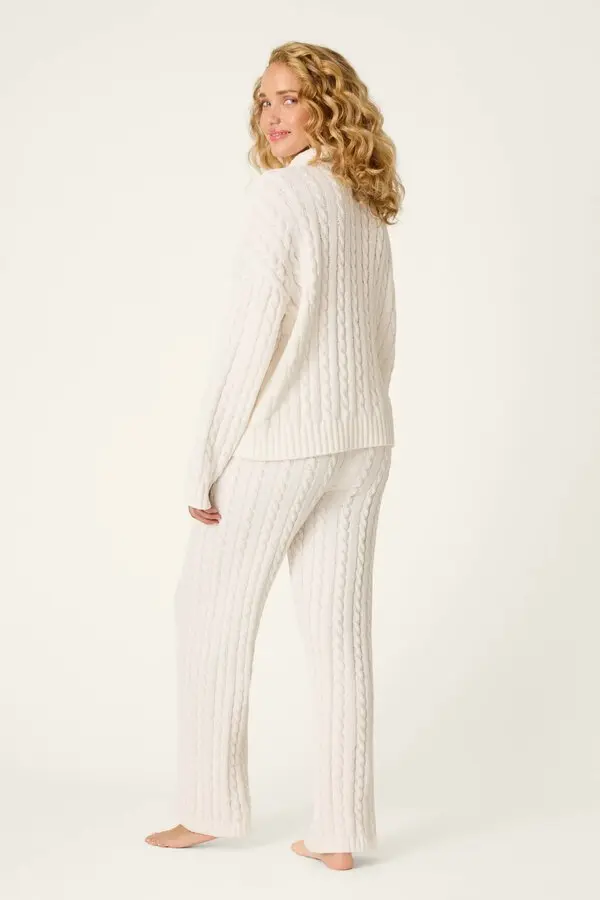 PJ Salvage Cozy Chenille Cable Knit Pullover Lounge Pajama Set