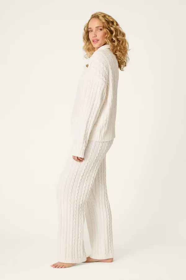 PJ Salvage Cozy Chenille Cable Knit Pullover Lounge Pajama Set