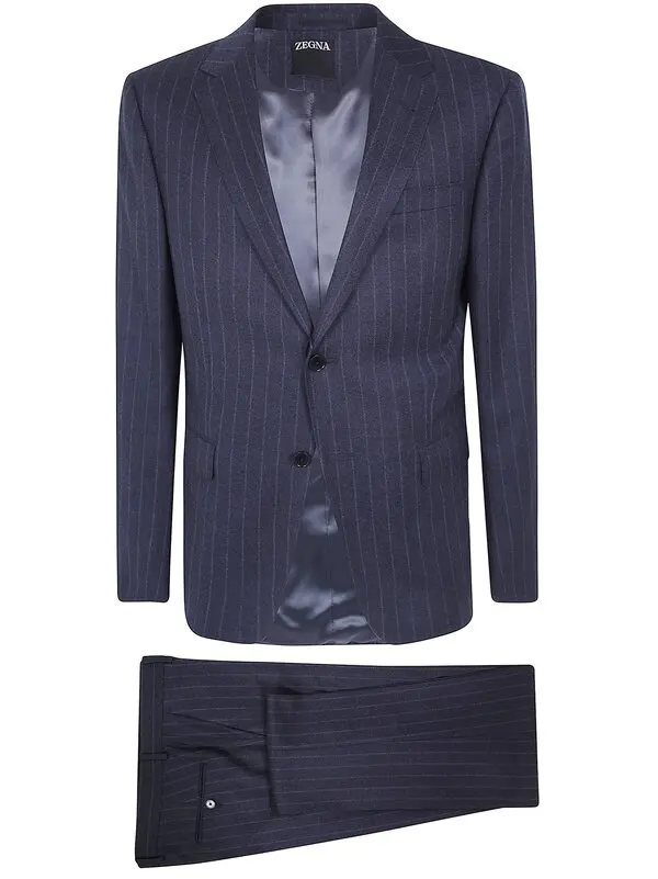 Zegna Suit Striped "z Luxury Tailoring - Blue