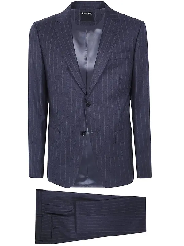 Zegna Suit Striped "z Luxury Tailoring - Gray