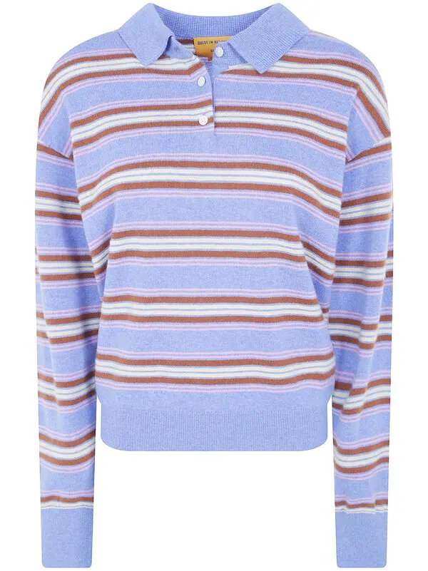 Guest In Residence Polo Collegiate Stripe "collegiate Stripe Polo