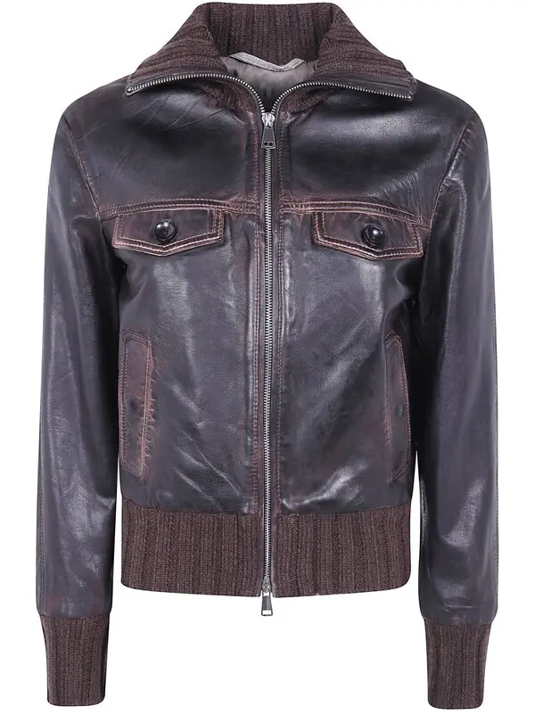 THE JACKIE LEATHERS Leather Bomber Jacket "clelia