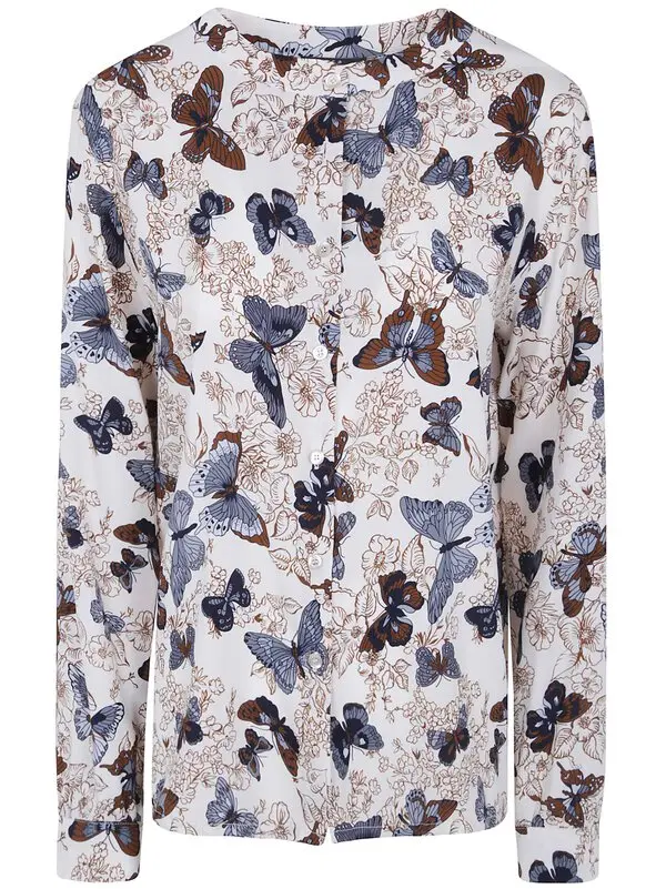 LAURA URBINATI Shirt Butterfly Print Darin Collar