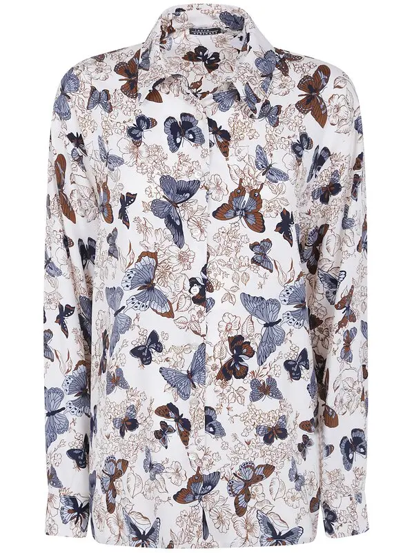 LAURA URBINATI Shirt Butterfly Print "butterfly Print Oversized Shirt